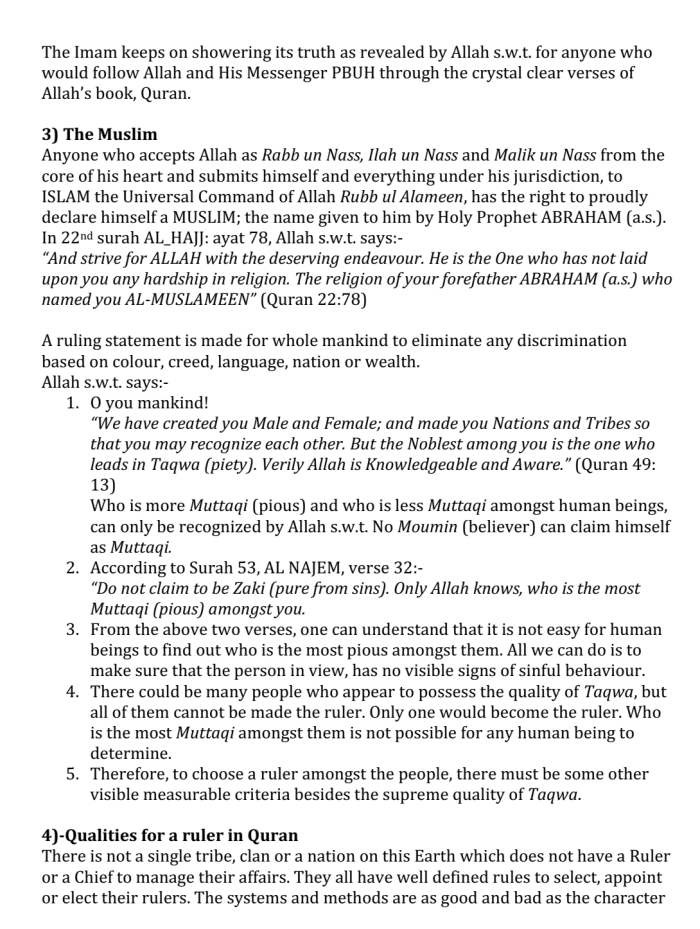 Selection of the ruler in Islam as per Quran – 1 – Voice of East
